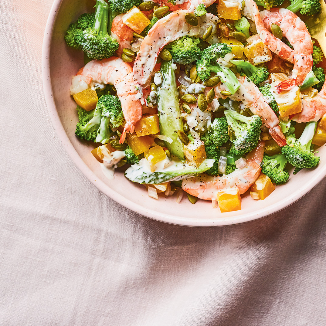 Salade de brocoli, de crevettes et de betteraves | RICARDO