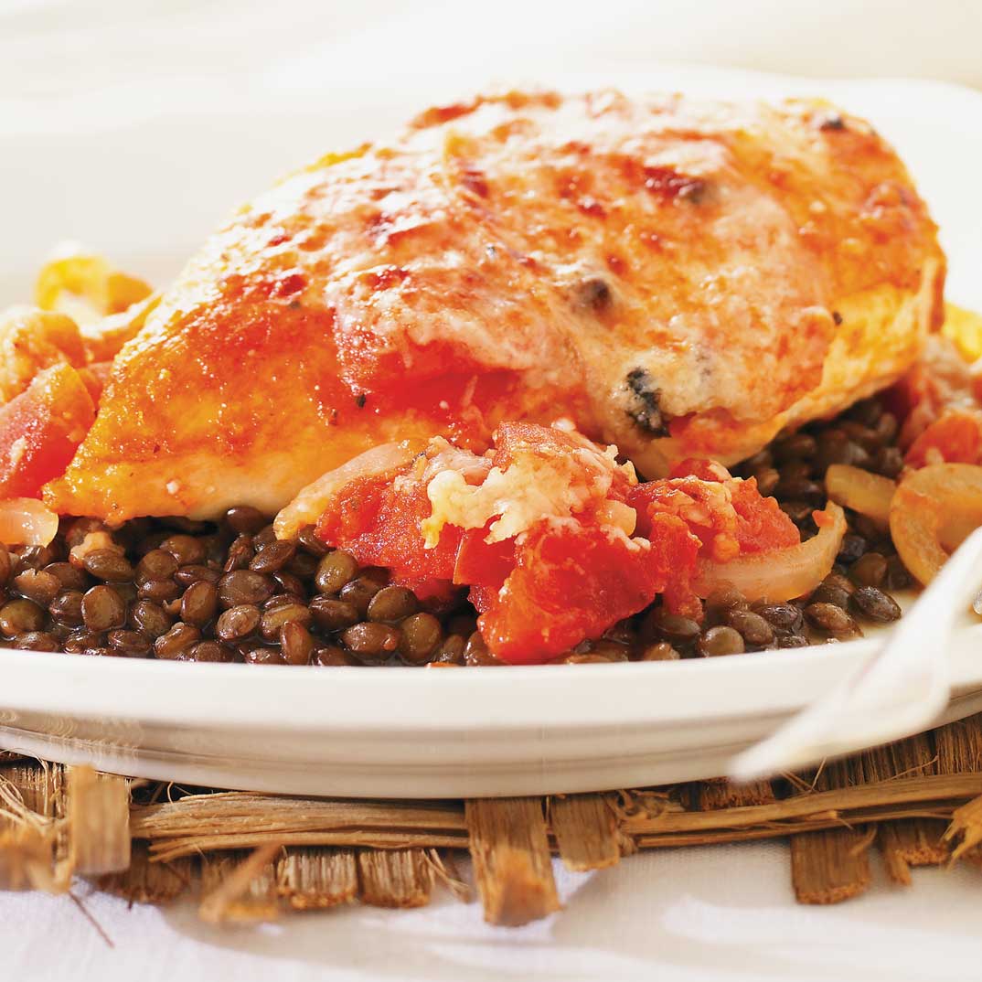 Poulet braisé aux tomates gratiné | RICARDO