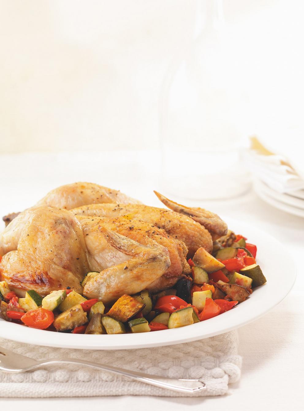 Chicken Roasted on Ratatouille | RICARDO