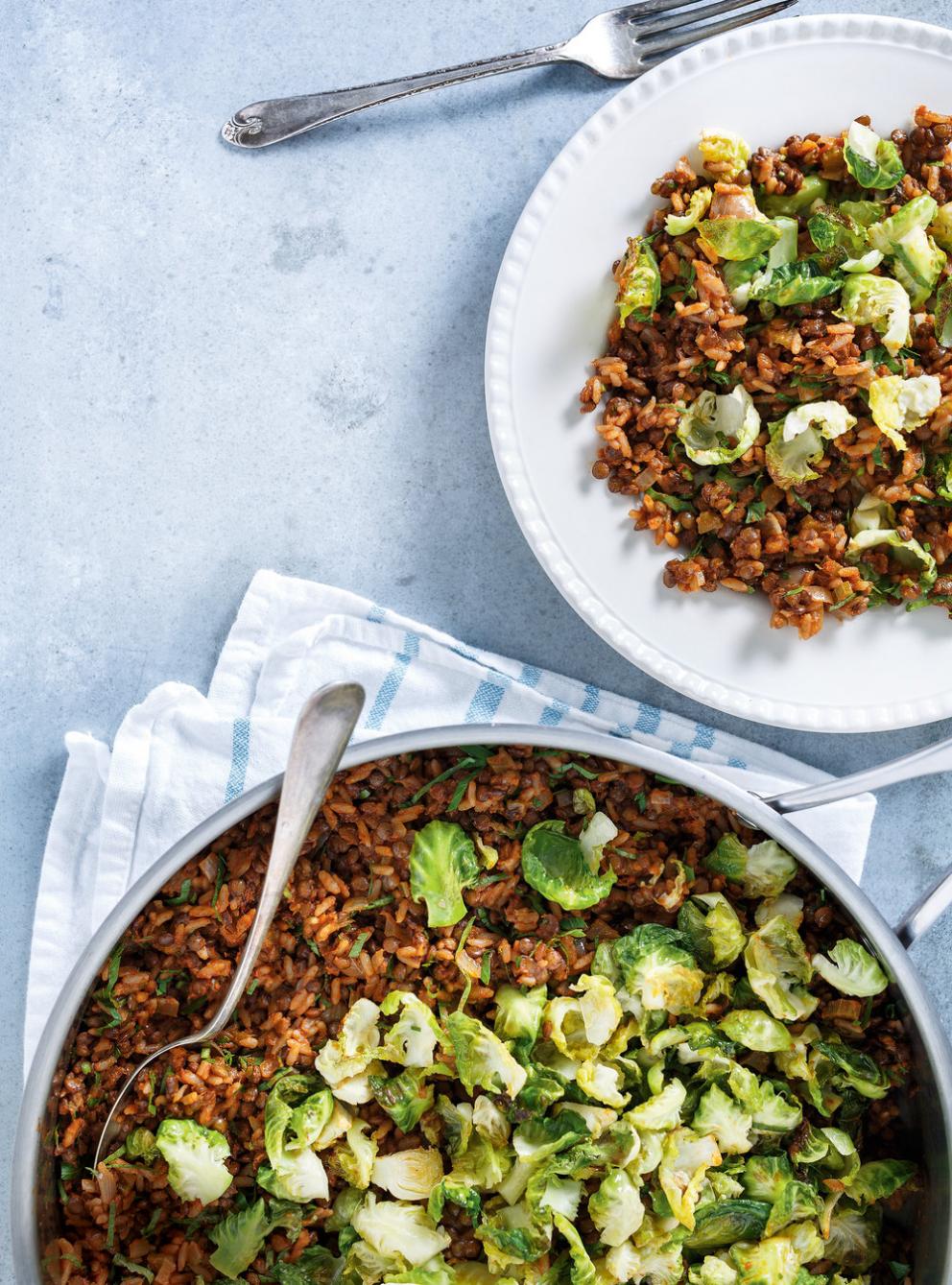 Riz aux lentilles et aux choux de Bruxelles | RICARDO