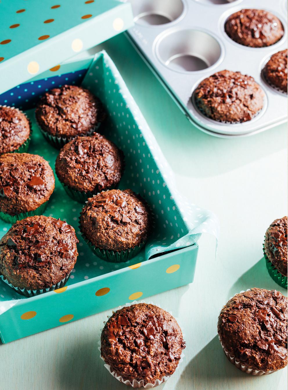 Muffins au son double chocolat | RICARDO