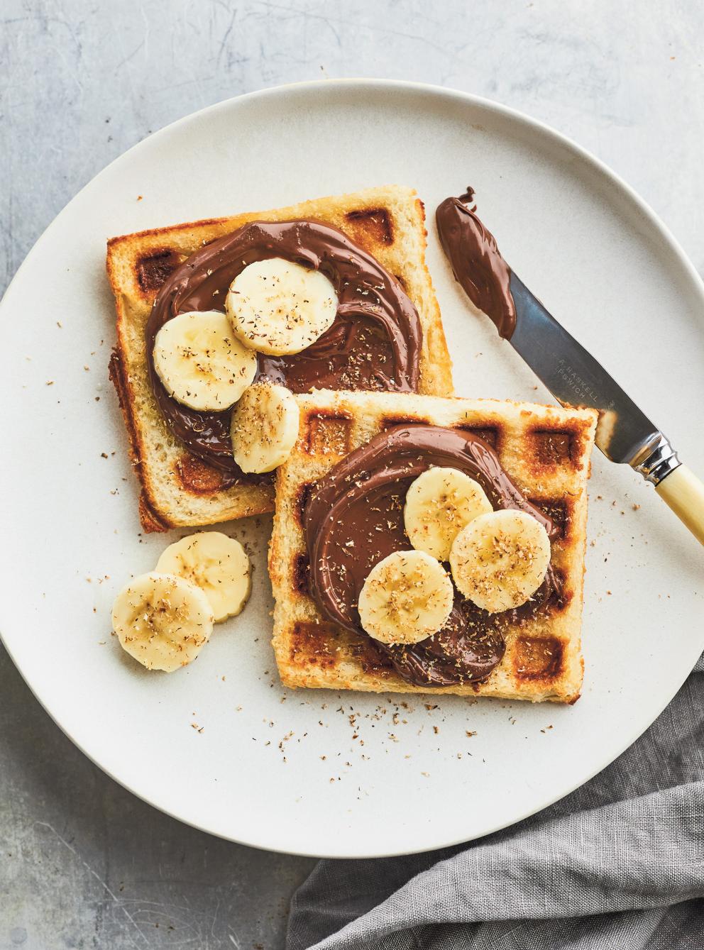Tartines croustillantes choco-banane au gaufrier | RICARDO